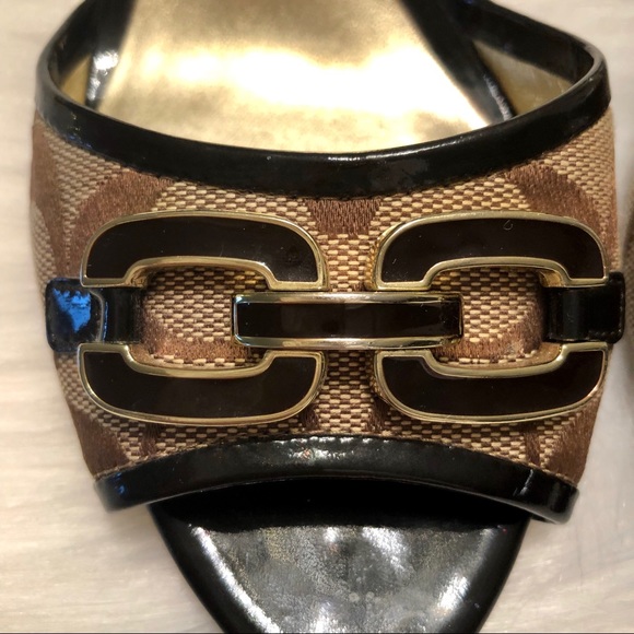 Coach | Shoes | Coach Signature Monogram Slip On Heels | Poshmark